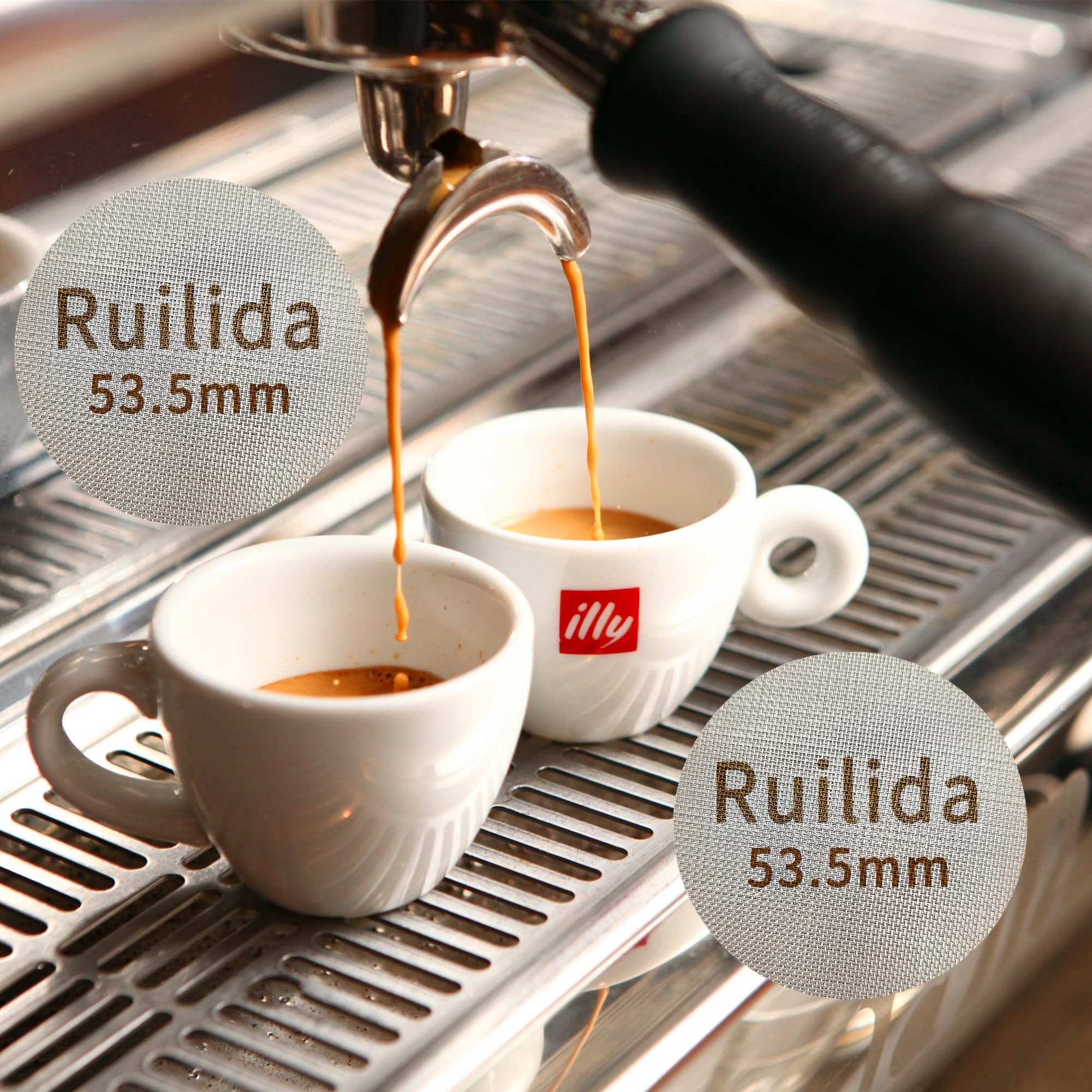 Ruilida 2 Packs Espresso Puck Screen 53.5mm, Reusable 1.7mm Thickness 150μm 316 Stainless Steel Professional Barista Coffee Filter Mesh Plate for Espresso Portafilter Filter Basket 53.3-54mm breville