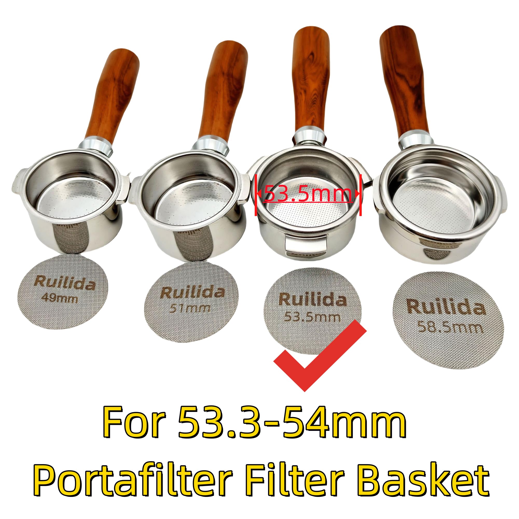 Ruilida 2 Packs Espresso Puck Screen 53.5mm, Reusable 1.7mm Thickness 150μm 316 Stainless Steel Professional Barista Coffee Filter Mesh Plate for Espresso Portafilter Filter Basket 53.3-54mm breville