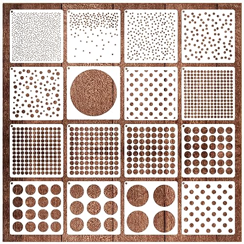 16 Pieces Circle Stencil Bubble Geometric Craft Stencil Polka Dot Stencils Mixed Media Circle Stencils for Painting on DIY Card Making Scrapbook Paper Fabric Pillows (16 Dot)