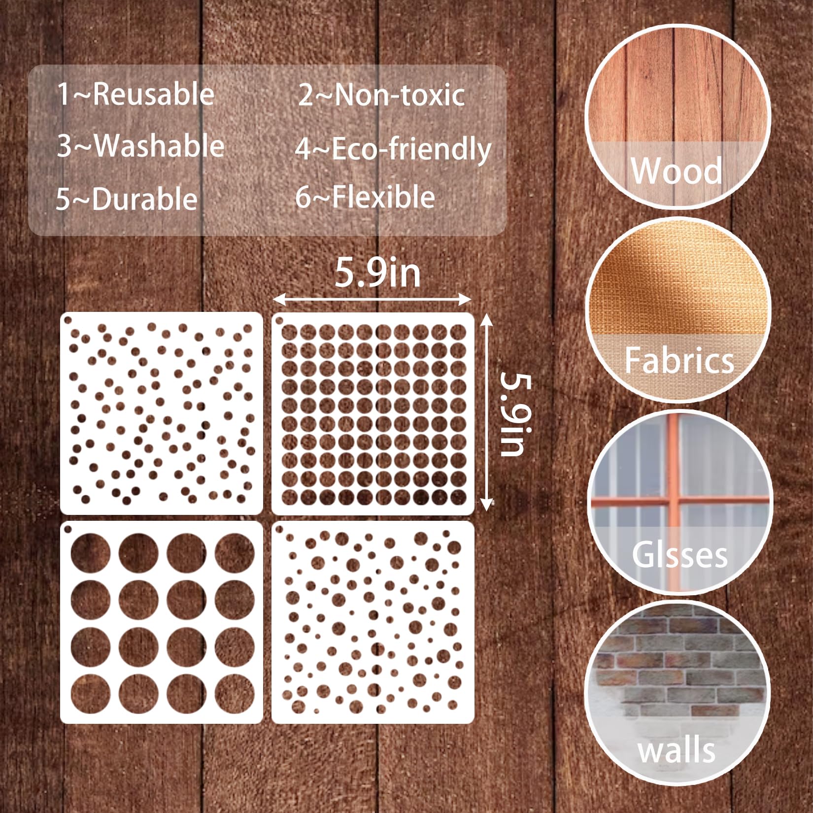 16 Pieces Circle Stencil Bubble Geometric Craft Stencil Polka Dot Stencils Mixed Media Circle Stencils for Painting on DIY Card Making Scrapbook Paper Fabric Pillows (16 Dot)