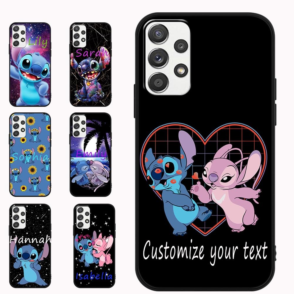 nurkorki Personalized Name Custom Phone Cases for Samsung Galaxy S23 S21 FE S22 Plus S21 Ultra Plus S20 FE S20 Plus Ultra A13 A53 Cute Cartoon Anime Phone Case for Friend Text Customized Gift Cover