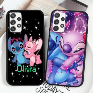 nurkorki Personalized Name Custom Phone Cases for Samsung Galaxy S23 S21 FE S22 Plus S21 Ultra Plus S20 FE S20 Plus Ultra A13 A53 Cute Cartoon Anime Phone Case for Friend Text Customized Gift Cover