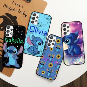 nurkorki Personalized Name Custom Phone Cases for Samsung Galaxy S23 S21 FE S22 Plus S21 Ultra Plus S20 FE S20 Plus Ultra A13 A53 Cute Cartoon Anime Phone Case for Friend Text Customized Gift Cover