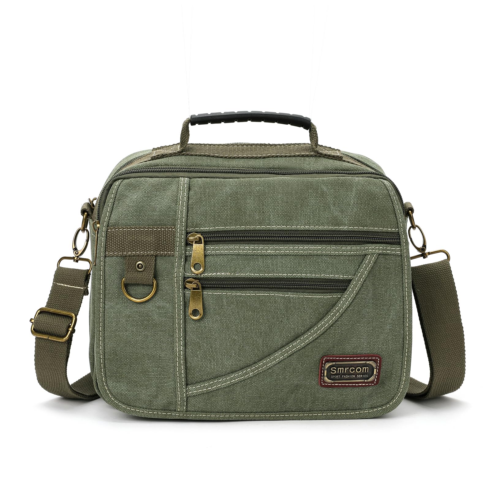 Smrcom Man Canvas Purse Small Crossbody Messenger Shoulder Work Side Bag Travel Purse (Amry green)