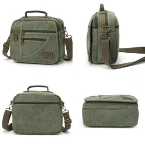 Smrcom Man Canvas Purse Small Crossbody Messenger Shoulder Work Side Bag Travel Purse (Amry green)