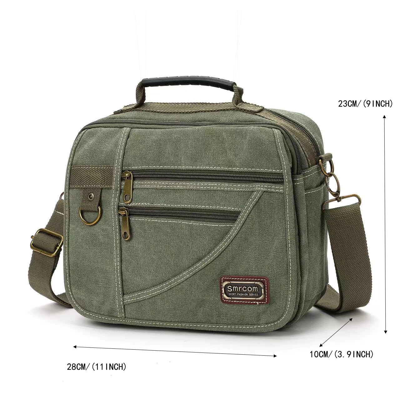 Smrcom Man Canvas Purse Small Crossbody Messenger Shoulder Work Side Bag Travel Purse (Amry green)