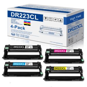 ﻿dr223cl drum unit set 4 pack replacement for brother dr-223cl dr223 drum mfc-l3710cw mfc-l3770cdw mfc-l3750cdw hl-l3270cdw printer (1black, 1cyan, 1magenta, 1yellow)