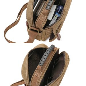 Smrcom Man Small Canvas Crossbody Messenger Purse Shoulder Crossbody Casual Man Bag Side Bag (Coffee)