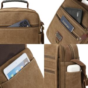 Smrcom Man Small Canvas Crossbody Messenger Purse Shoulder Crossbody Casual Man Bag Side Bag (Coffee)