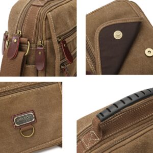 Smrcom Man Small Canvas Crossbody Messenger Purse Shoulder Crossbody Casual Man Bag Side Bag (Coffee)