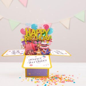 Asmallgf Happy Birthday Pop Up Card for Women Men, Funny Bday Gift for Girls Boys, Sweet Birthday 3D Greeting Card for Him Her, Unique Birthday Gift Idea for Daughter Niece