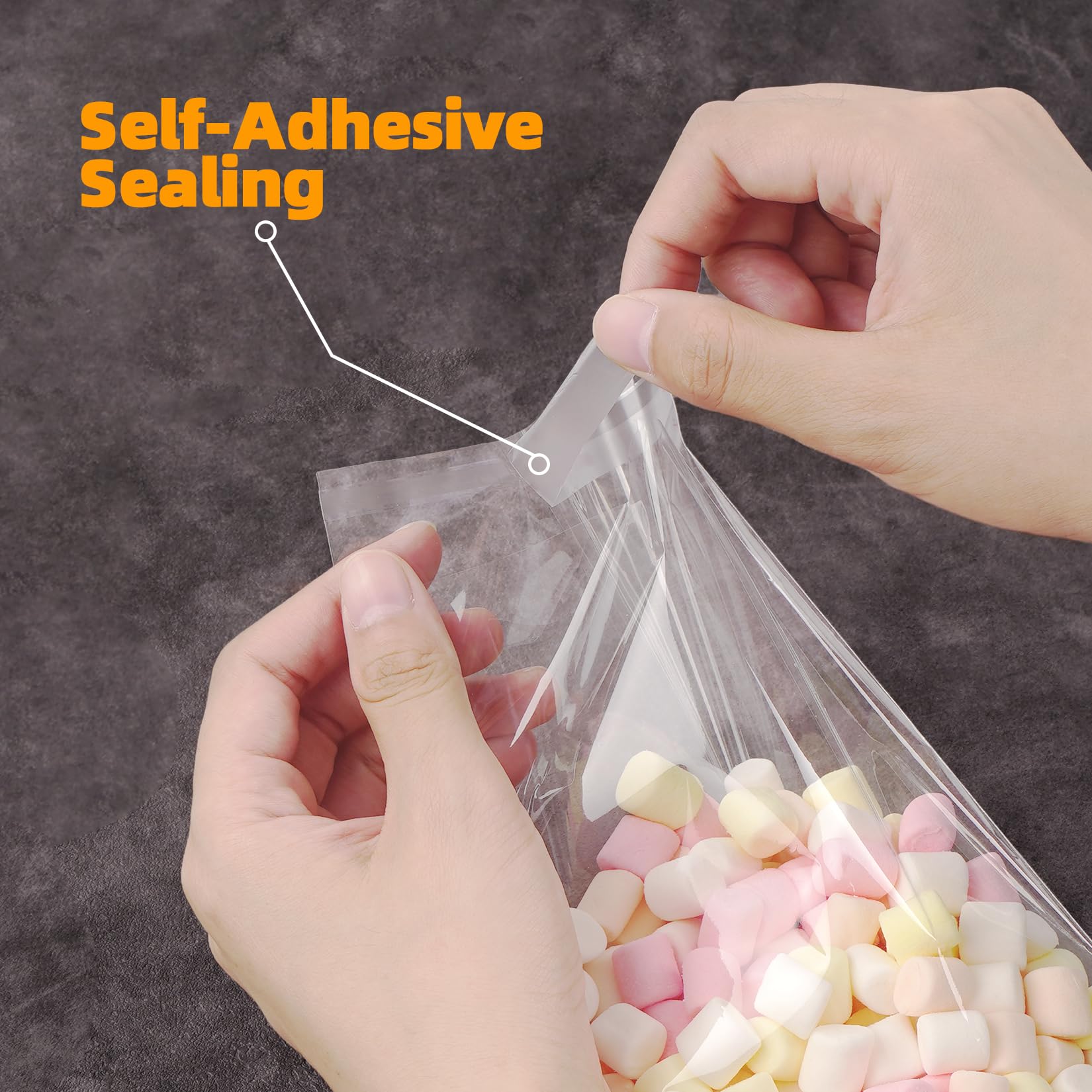 ANZNKU 300 Pcs 3x5 Inches 2.8 Mils Clear Cellophane Bags, Self Sealing Adhesive Cellophane Bags, Resealable Cellophane Treat Bags, Clear Plastic Cello Bags for Packaging Gifts, Cookies, Candy, Favors