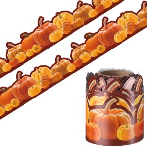 colarr 36 feet thanksgiving bulletin board borders fall pumpkin bulletin border cutouts decorations autumn pumpkin trim border for home school classroom party decor