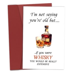 inbufruy whiskey lover birthday cards for him, her, dad, mom, husband, wife, friend, family - humorous age joke cards, 8 x 5.3 in