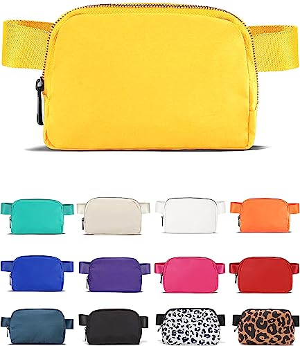 YOSHUYUKI Waist Belt Bag for Women Lulu Dupes Mini Small Crossbody Purse Sling Bag Cute Fashion Waterproof Fanny Pack Over The Shoulder Bags Fashionable Travel Running Belt Pouch Bum Bag Navy Yellow