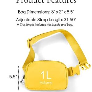 YOSHUYUKI Waist Belt Bag for Women Lulu Dupes Mini Small Crossbody Purse Sling Bag Cute Fashion Waterproof Fanny Pack Over The Shoulder Bags Fashionable Travel Running Belt Pouch Bum Bag Navy Yellow