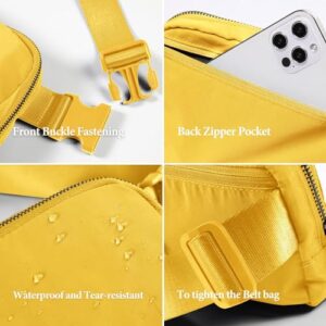 YOSHUYUKI Waist Belt Bag for Women Lulu Dupes Mini Small Crossbody Purse Sling Bag Cute Fashion Waterproof Fanny Pack Over The Shoulder Bags Fashionable Travel Running Belt Pouch Bum Bag Navy Yellow