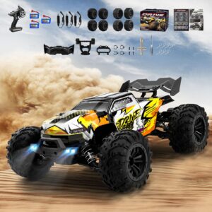 mukola brushless rc cars for adults boys, max 75 kph fast rc truck, 4wd all terrain remote control car with 60 min runtime, 1:16 offroad rc monster truck with metal parts & 3 batteries