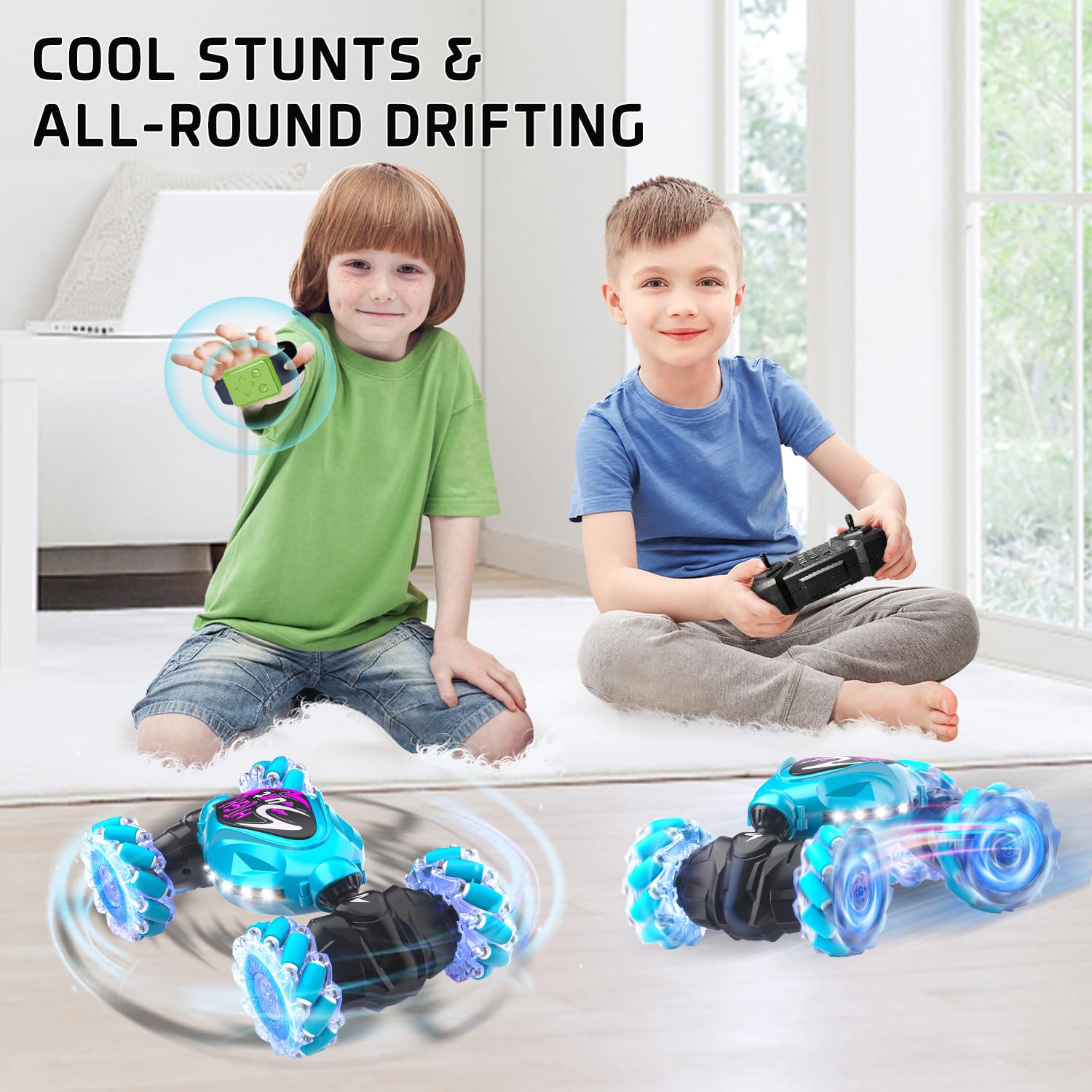 Terucle RC Cars, 2.4Ghz 4WD New Gravity Gesture Sensing Remote Control Car Toys, RC Stunt Twist Car Toys for 6-12 yr Boys & Girls, RC Drift Car with Light Music Best Gift for Kids Age 7 8 9 10 11 yr