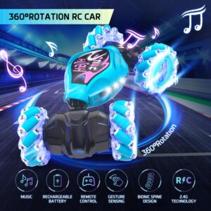 Terucle RC Cars, 2.4Ghz 4WD New Gravity Gesture Sensing Remote Control Car Toys, RC Stunt Twist Car Toys for 6-12 yr Boys & Girls, RC Drift Car with Light Music Best Gift for Kids Age 7 8 9 10 11 yr