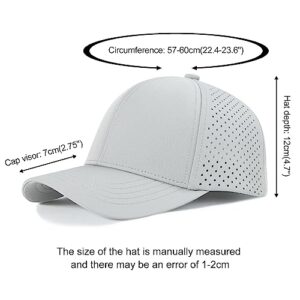 VOBOOM Men Quick Dry Baseball Cap Laser Cut Mesh Ball Cap Curved Brim Snapback Hat (Grey)