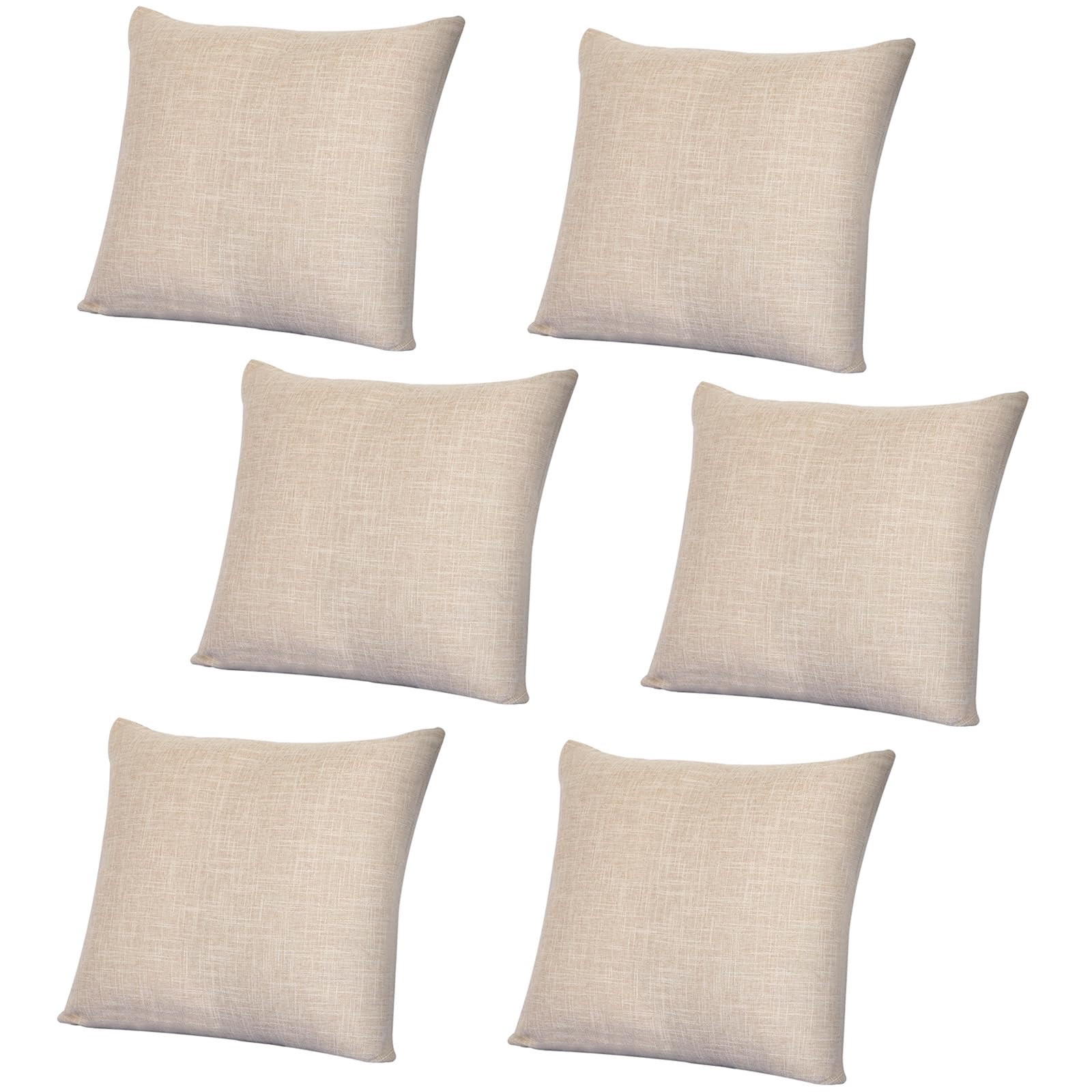 WANZELONYO Decorative Throw Pillow Covers Light Khaki 16x16 Inch Cushion Covers Square Couch Pillow Case Set of 6