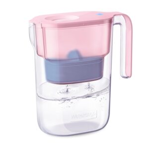 waterdrop alkaline elfin 5-cup water filter pitcher with 1 filter, healthy, clean & toxin-free mineralized alkaline water (100 gallons), up to ph 9.5, bpa free, pink