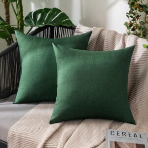 miulee pack of 2 spring decorative outdoor solid waterproof throw pillow covers polyester linen garden farmhouse cushion cases for patio tent balcony couch sofa 18x18 inch emerald green