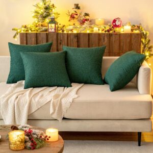 MIULEE Pack of 2 Spring Decorative Outdoor Solid Waterproof Throw Pillow Covers Polyester Linen Garden Farmhouse Cushion Cases for Patio Tent Balcony Couch Sofa 18x18 inch Emerald Green