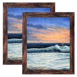 luckylife 8x10 picture frame brown for wall mounting or tabletop display, 2 pack