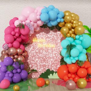 rubfac 174pcs tropical balloon arch kit, rainbow balloon garland for hawaiian luau summer theme party decoration birthday baby shower bridal wedding