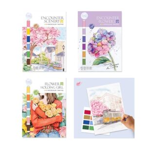 drive travel diy watercolor kit 3 themes12 watercolor paintings for relaxation watercolor painting set art craft presentfor kids teens and adults beginners 12.4 * 8.8''