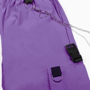 Purple Cargo Pants with Chain Kpop Fashion Gothic Clothes for Women Emo Pants Aesthetic Pants for Teens Cyberpunk Pants