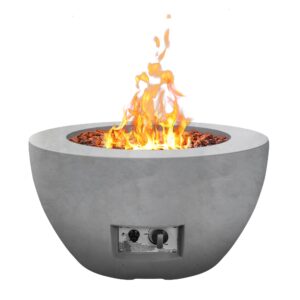 kante 25 inch propane fire table, 50,000 btu large concrete fire pit table for outdoor garden patio, smokeless gas fire pit with waterproof cover, side handles, concrete