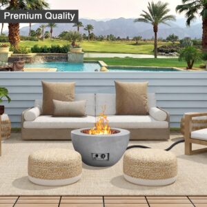 Kante 25 Inch Propane Fire Table, 50,000 BTU Large Concrete Fire Pit Table for Outdoor Garden Patio, Smokeless Gas Fire Pit with Waterproof Cover, Side Handles, Concrete