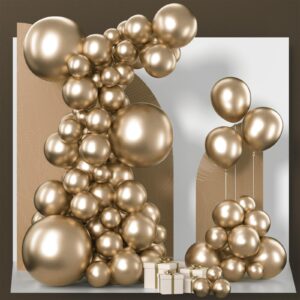 partywoo chrome gold balloons, 100 pcs gold chrome balloons different sizes pack of 18 inch 12 inch 10 inch 5 inch for balloon garland or arch as birthday decorations, party decorations, gold-g127