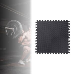 Vaveren Interlocking Foam Tiles Puzzle Mats for Floor, Gym Mats Flooring Exercise Mat for Home Gym Equipment, Black, 30cmx30cmx1.2cm