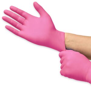 Inspire Pink Gloves Disposable Latex Free 2 Pack Value | Nitrile Pink Gloves Nail Salon and Hair Dye Gloves | Esthetician Nitrile Disposable Gloves | Nitrile gloves Small