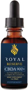 900mg organic cbda enhanced wellness drops - peppermint. natural plant based nausea, immune, muscle & joint support - 1oz (30ml) - royal reserve