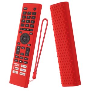 silicone cover for hisense voice remote,hisense erf3j80h erf3g80h erf3f80h remote case cover hisense 4k uhd android smart tv remote shockproof silicone sleeve with lanyard(red)