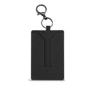 car key clip, pu leather key card cover, key card holder case with keychain fit for model 3 and model y (black)