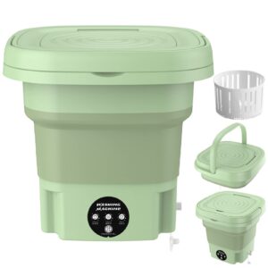 portable washing machine, high capacity mini washer with 3 modes deep cleaning half automatic washer, foldable washing machine with soft spin dry for socks, baby clothes, towels, delicate items green