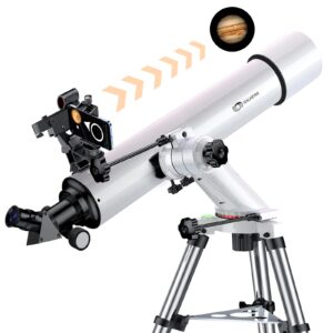 telescope,100mm aperture 900mm fl w/star-finding system for ios/android, metal az w/high-precision adjustment, telescope for adults high powered, ideal for astronomy enthusiasts/beginners/kids,white