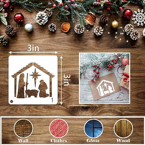 Christmas Stencil Christian Reusable Drawing Bible Stencils for Painting on Wood Crafts Cookie Canvas Shirts Ornament (26 Christmas 3in)