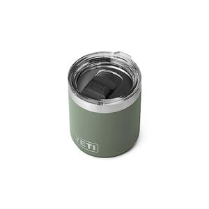 yeti rambler 10 oz stackable lowball 2.0, vacuum insulated, stainless steel with magslider lid, camp green