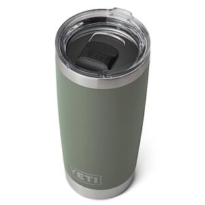 yeti rambler 20 oz tumbler, stainless steel, vacuum insulated with magslider lid, camp green