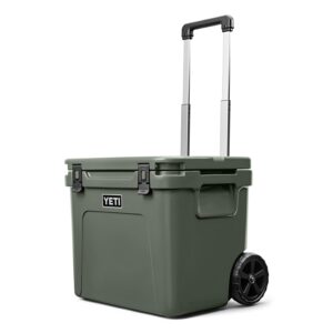 yeti roadie 60 wheeled cooler with retractable periscope handle, camp green