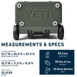 YETI Roadie 60 Wheeled Cooler with Retractable Periscope Handle, Camp Green