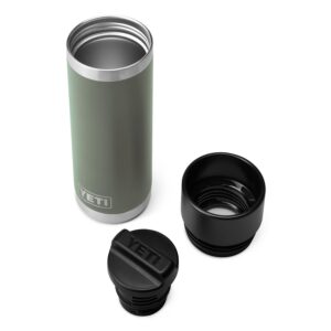 YETI Rambler 18 oz Bottle, Stainless Steel, Vacuum Insulated, with Hot Shot Cap, Camp Green