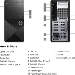 Dell Vostro 3910 Business Desktop Computer, 12th Gen Intel Core i5-12400 Processor, 32GB DDR4 RAM, 1TB PCIe SSD, WiFi 6, DVD-RW, Display Port, HDMI, Windows 11 Pro, Black